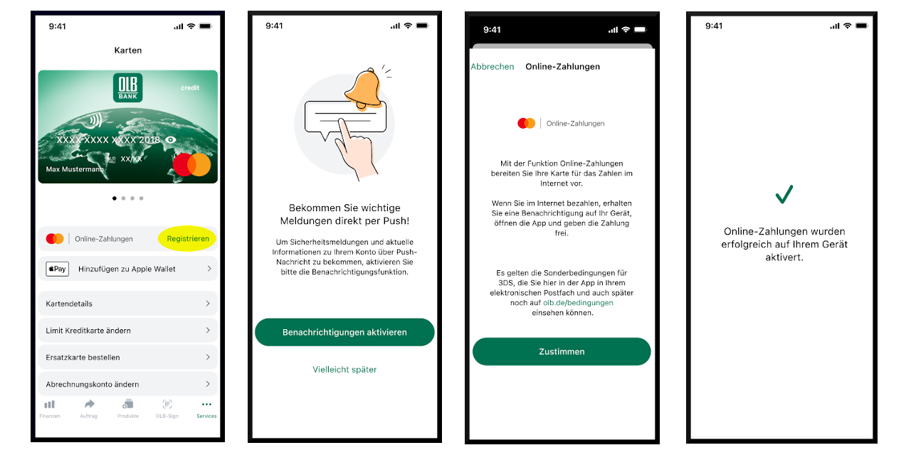 Sichere Online-Zahlungen mit Ihren OLB Karten